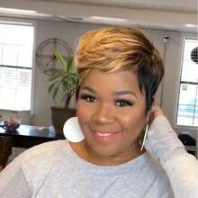 Synthetic Wigs Short Straight Pixie CuT Bob Wig Honey Gold Mix Black ...