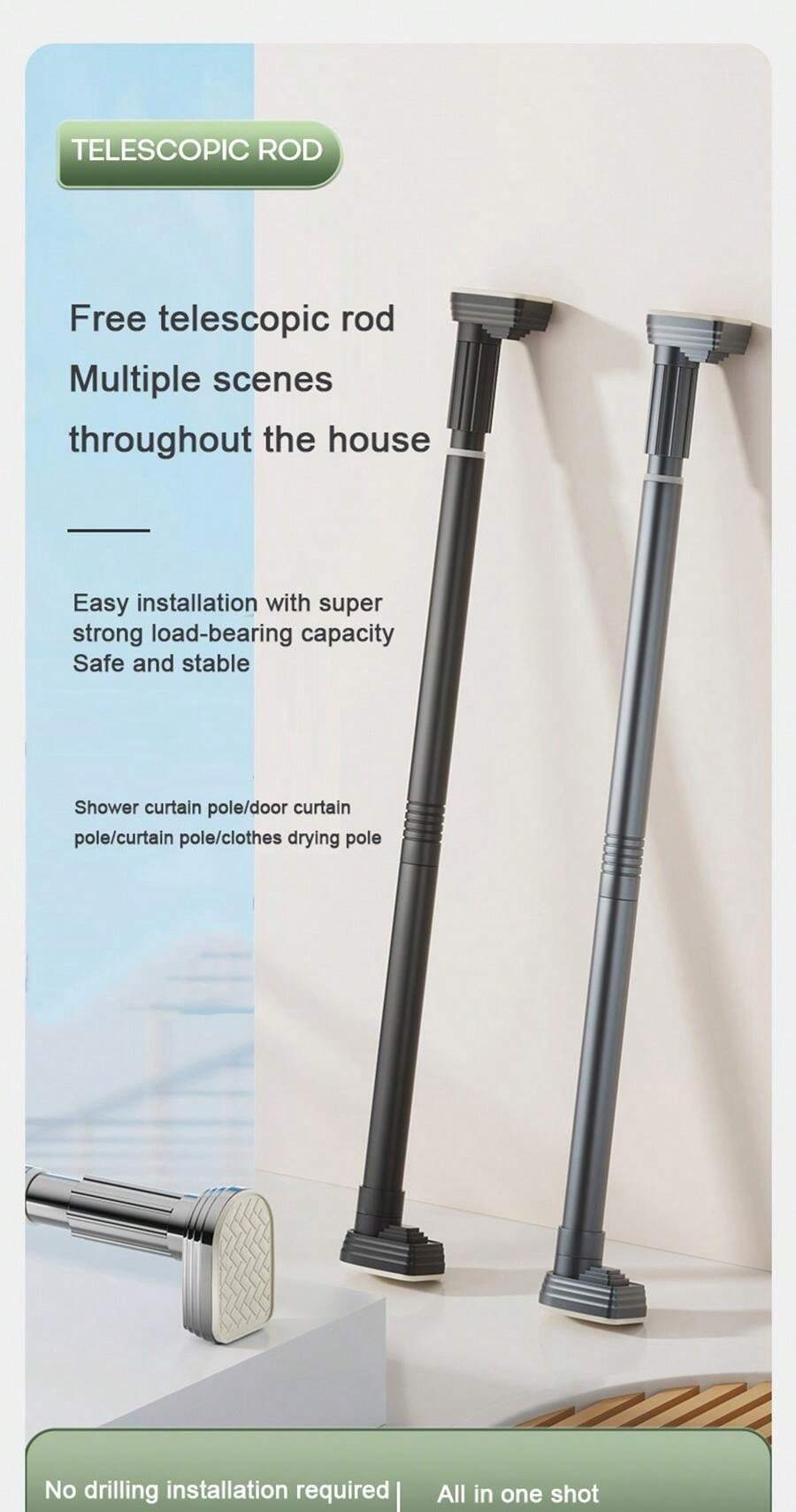 New Home Balcony Telescopic Clothes Drying Pole Stainless Steel Multi ...