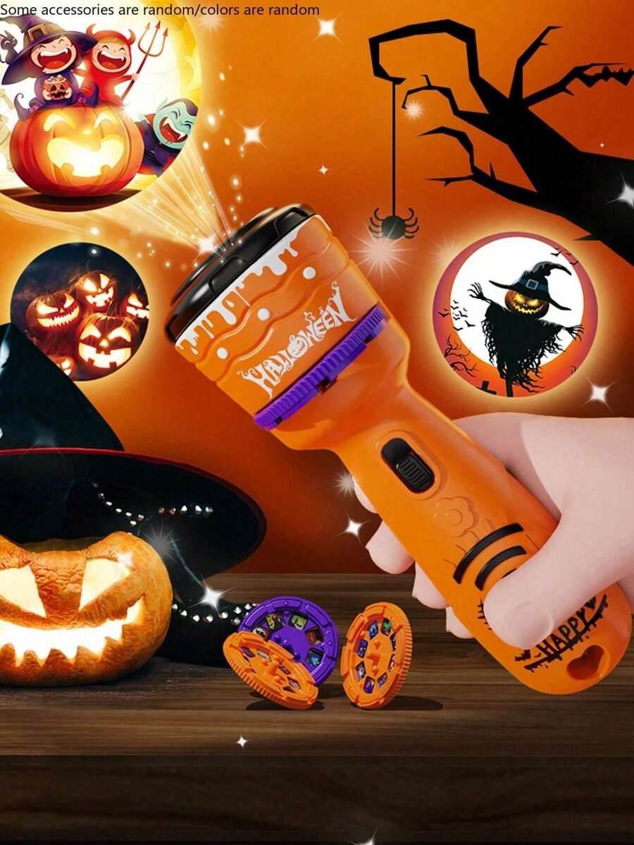 1pc Halloween Pumpkin Projector Flashlight Mini Projector With 3 Slides ...