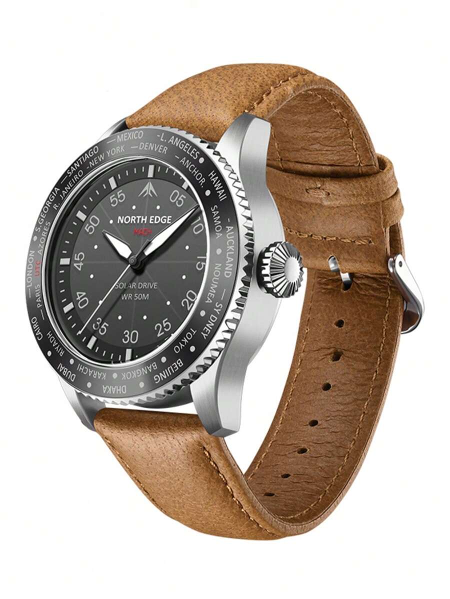 NORTH EDGE MACH Solar Powered Watch For Men Waterproof 50M Men's Pilot ...