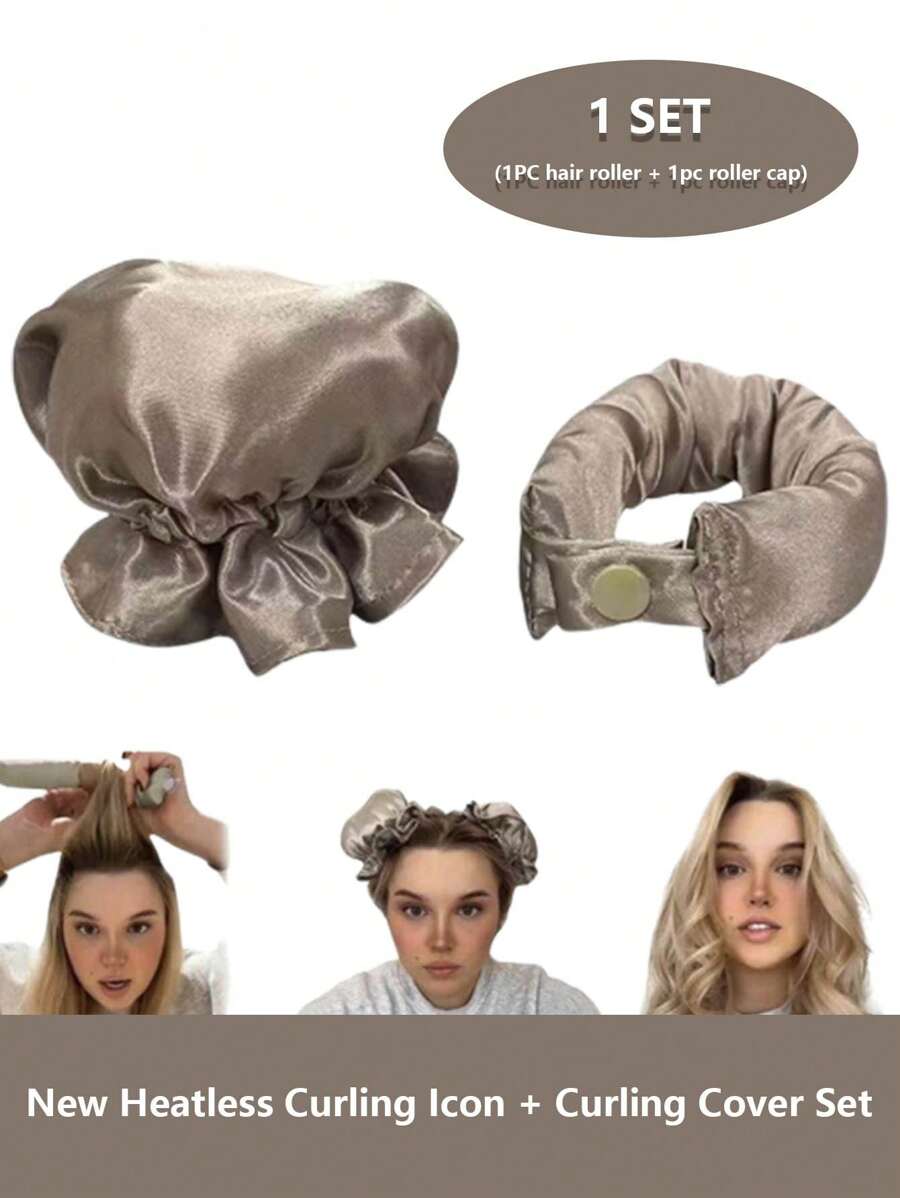 1PK / 2PK Heatless Hair Curling Tool, Soft Satin Hair Curler & Satin ...