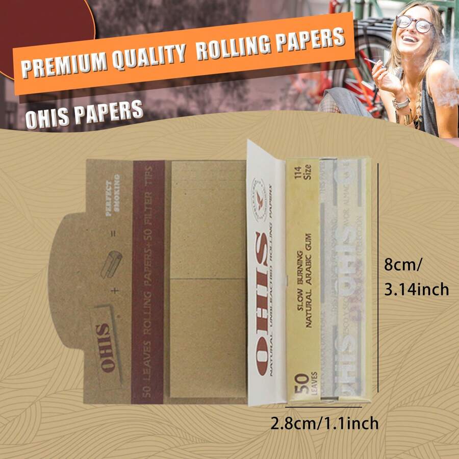 1 Box Of 24pcs Yellow Handmade Cigarette Rolling Papers With Filters, 2-In-1 Cardboard Booklet ...