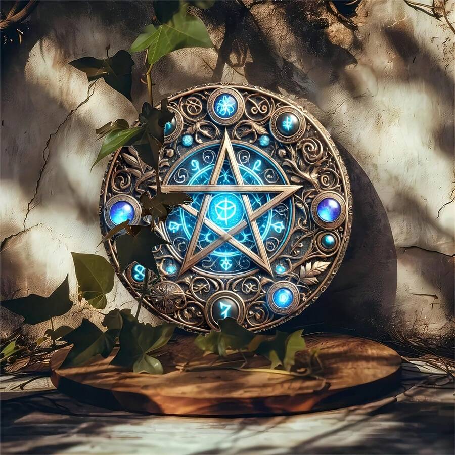 1pc Wiccan Star Metal Sign 8x8 Inch - Pentagram Wall Art, Witch Decor ...