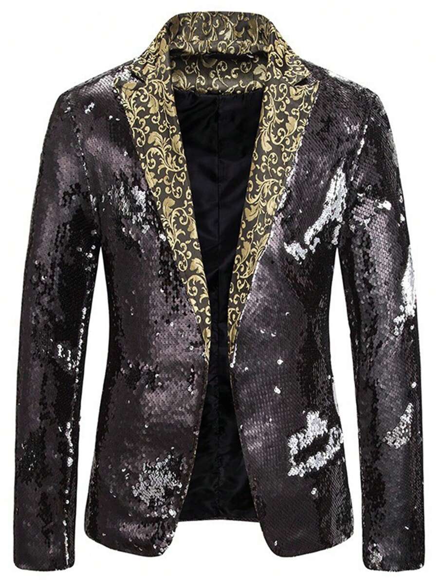 Shiny Color Block Men's Stage Performer Suit, Nightclub DJ Singer ...