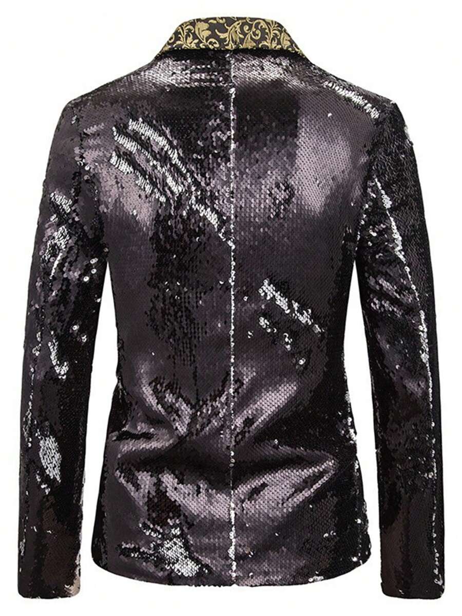 Shiny Color Block Men's Stage Performer Suit, Nightclub DJ Singer ...