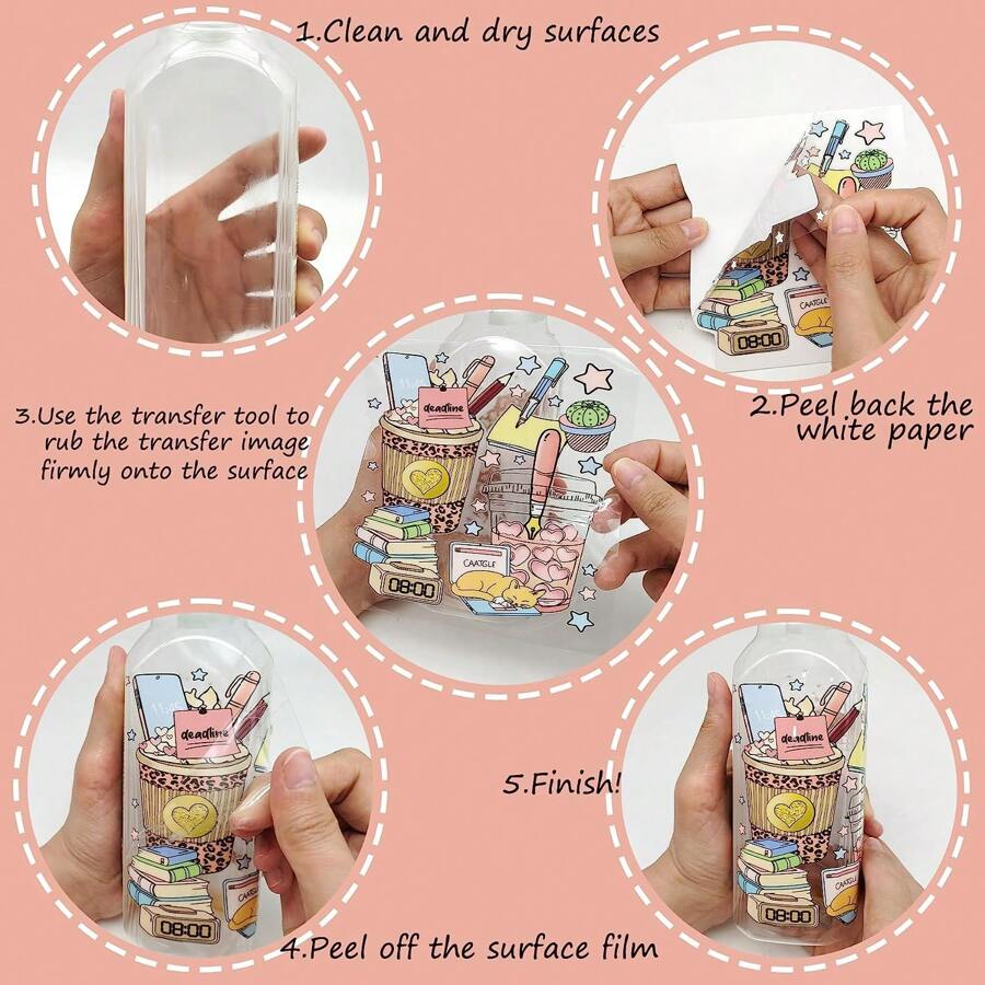 5 Sheets Vintage Feminine UV DTF Tumbler Wrap Transfer Stickers ...