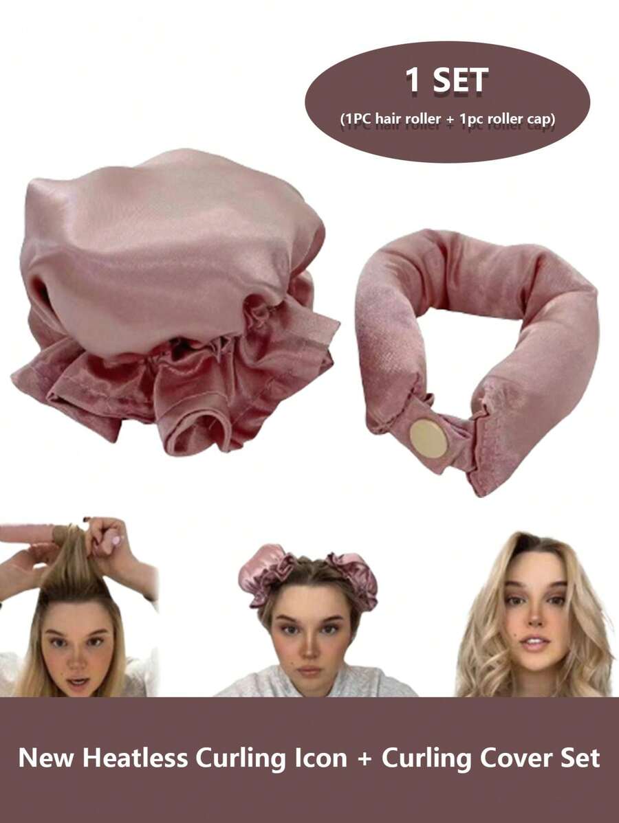 1PK / 2PK Heatless Hair Curling Tool, Soft Satin Hair Curler & Satin ...