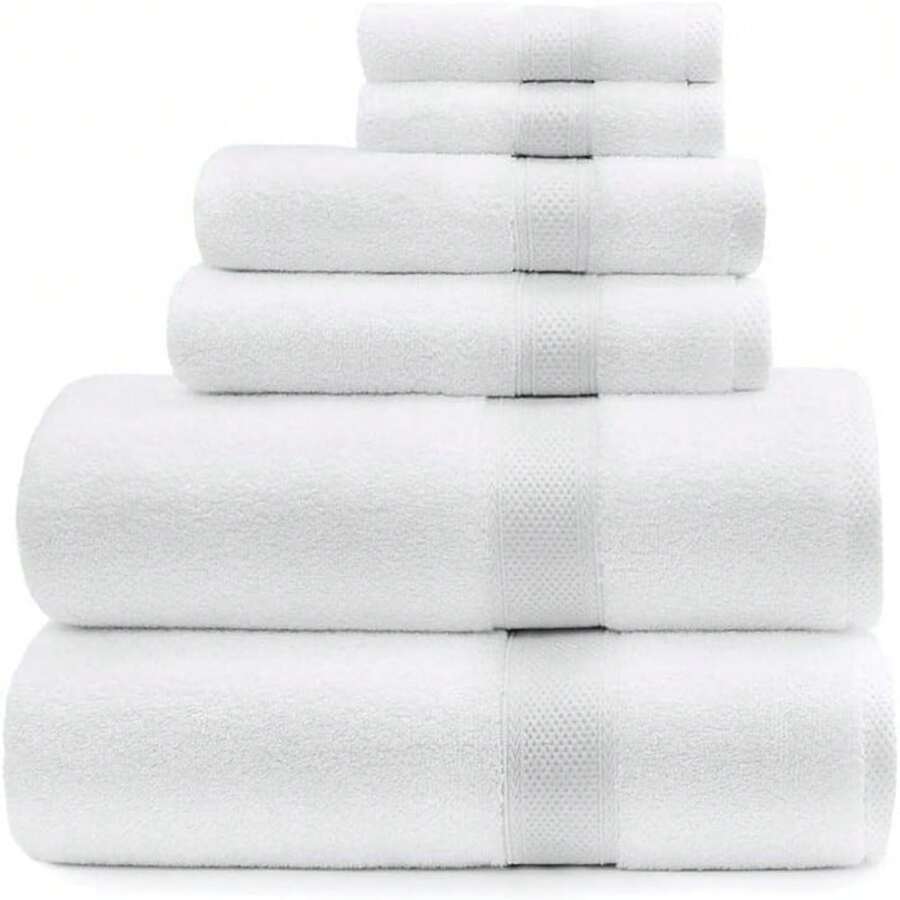 Standard Textiles Hotel Luxury Bath Towels 100% Cotton, White, Set Of 6 ...