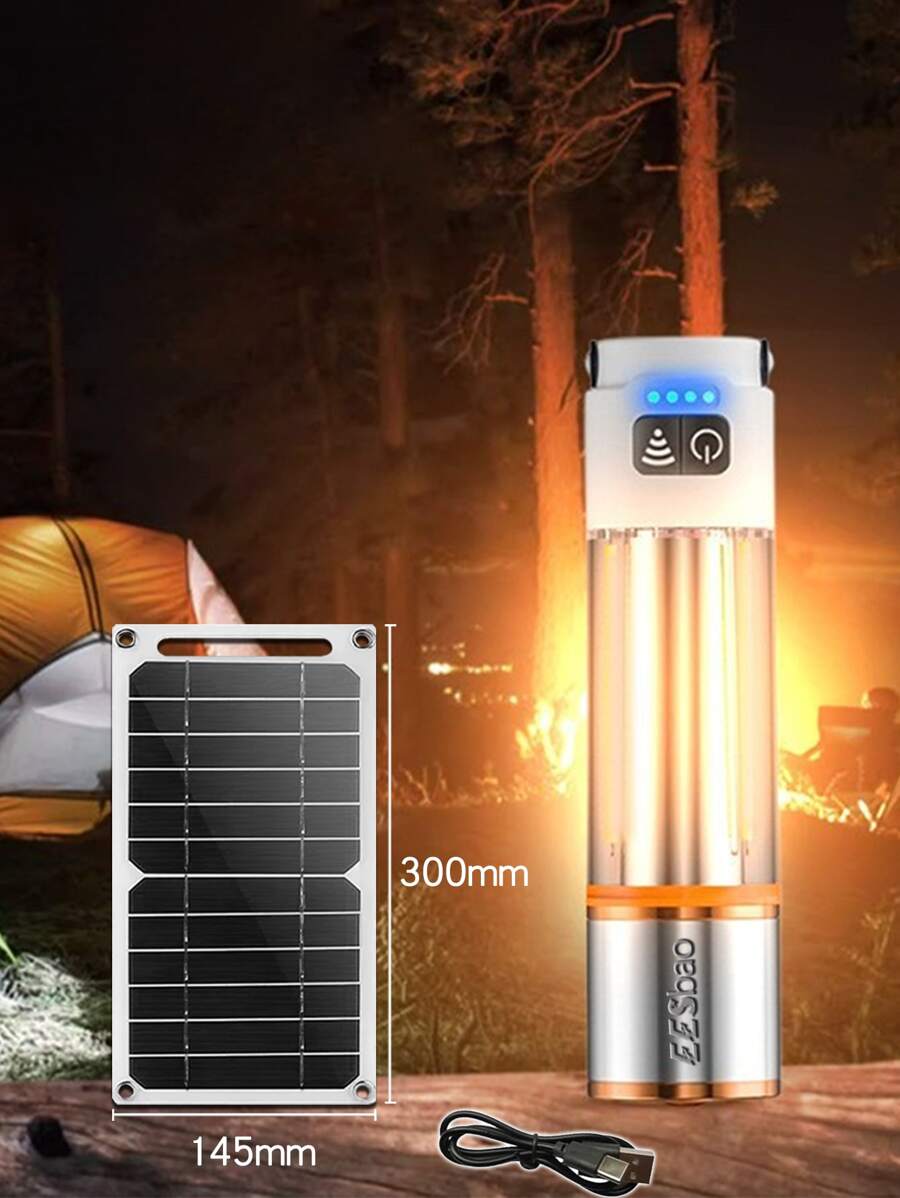 Multi-Functional LED White Laser Flashlight, Solar Rechargeable Camping ...