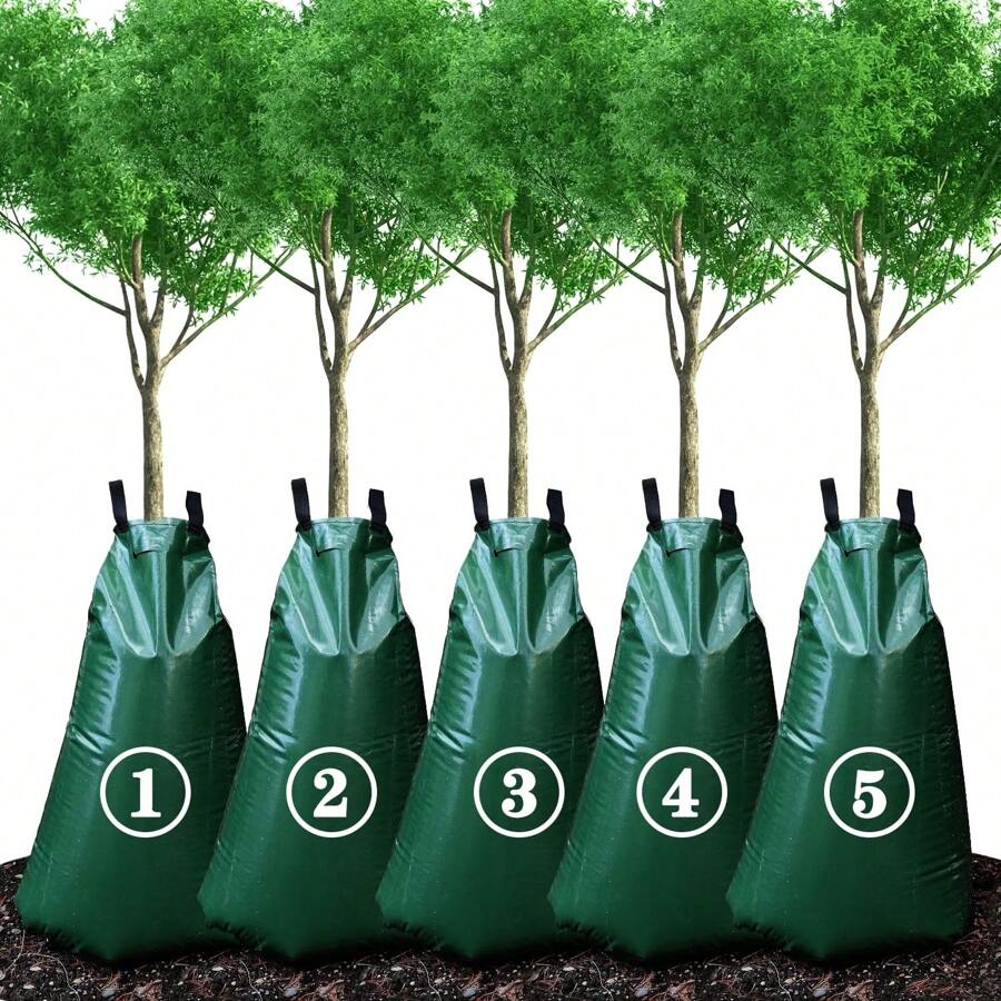 5 Pack 20 Gallon Tree Watering Bags, Reusable, Heavy Duty, Slow Release ...