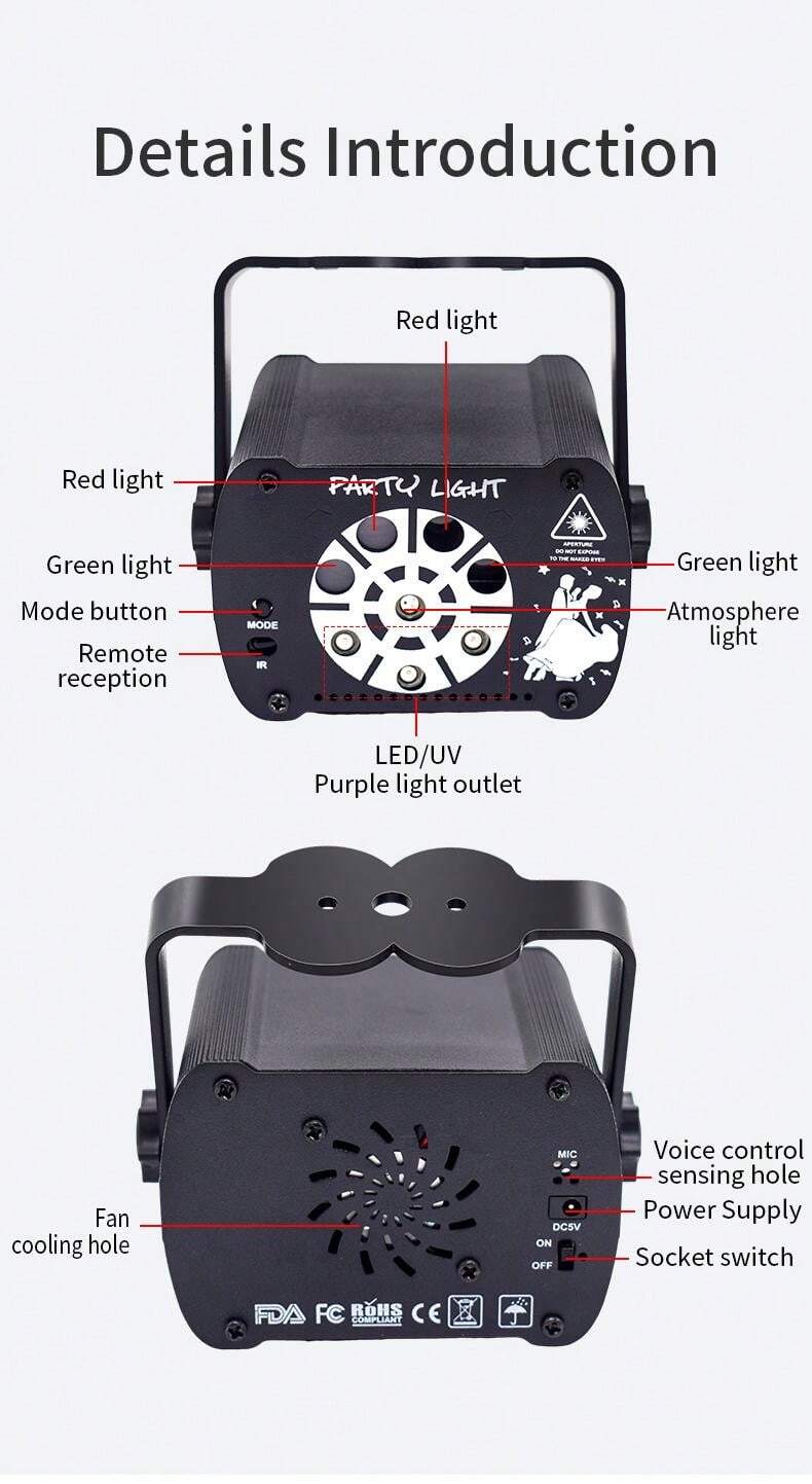 LED Strobe Voice Controlled Remote Light Stage DJ Disco Party Light ...