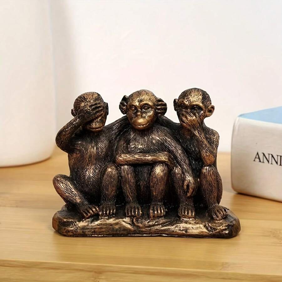 New Resin Three Wise Monkeys Crafts Figurine, Hear No Evil See No Evil Speak No Evil Monkey ...