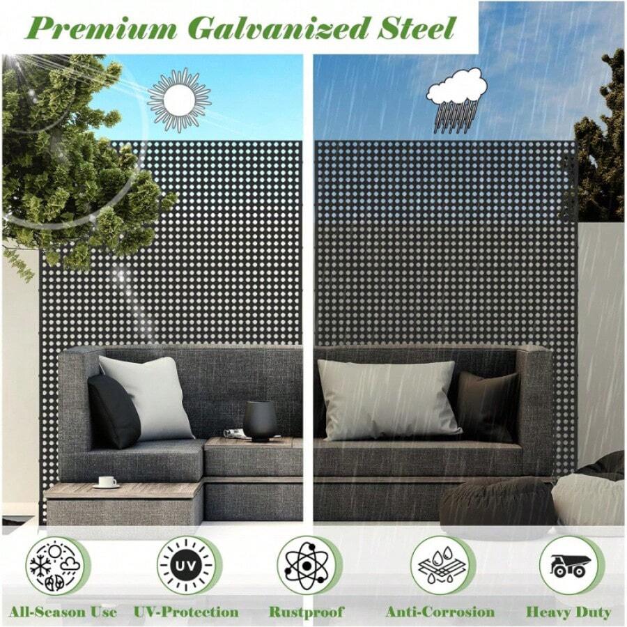 Metal Privacy Screen, Freestanding Outdoor Indoor Divider, Decorative ...
