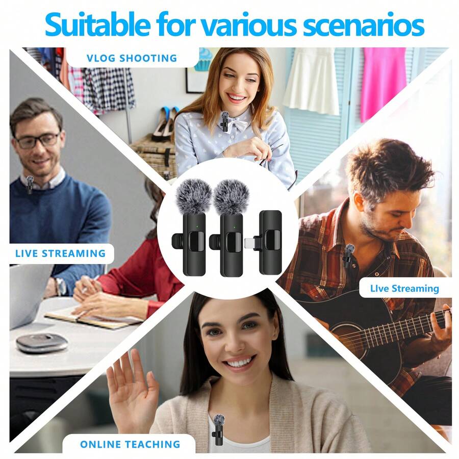 Wireless Lavalier Microphone Compatible With IPhone IOS Plug And Play ...