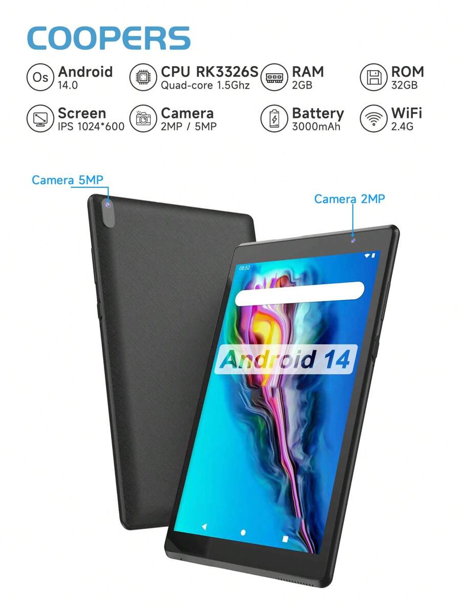 Tablet Android 14" Coopers Q2, RK3326S quad-core 1.5GHz, 2GB RAM 32GB ...