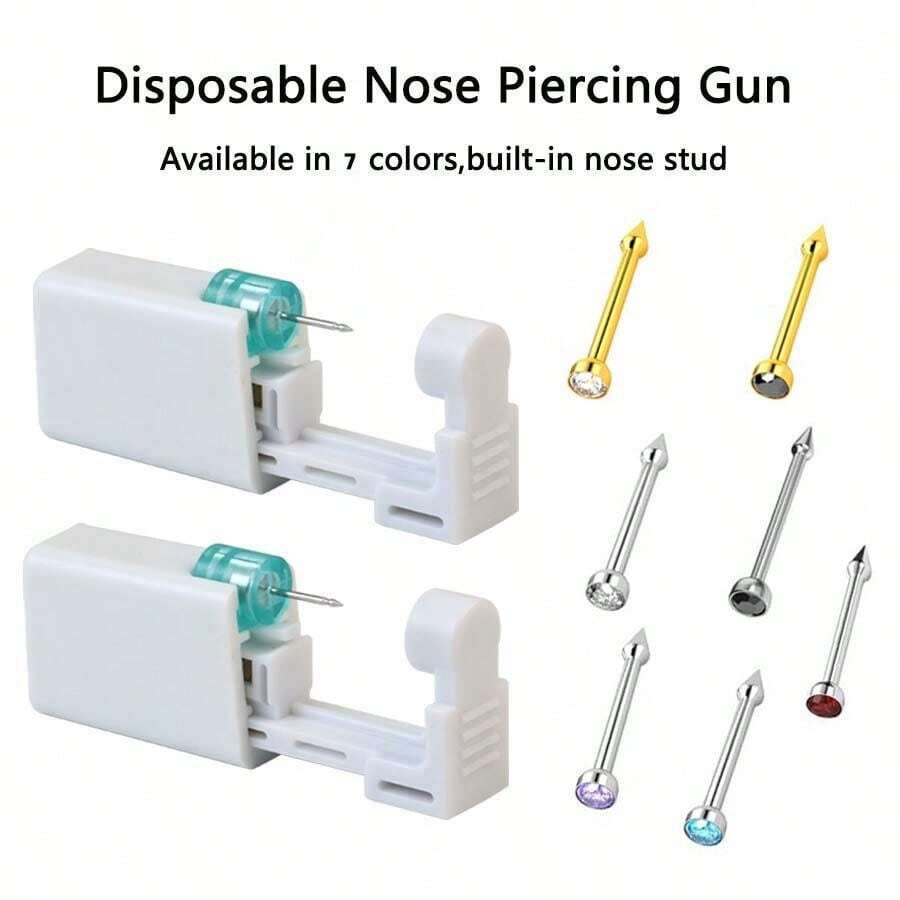 3PCS Disposable Nose Piercing Gun With Nose Studs-Safety Nose Piercing ...