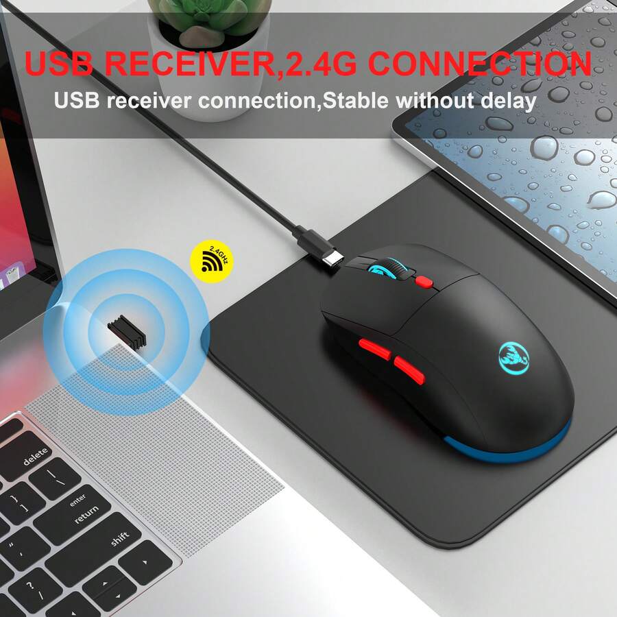 HXSJ 1pc 2.4G Wireless 6-Button Mouse With Sound, Ergonomic Design, Programmable, 3600 DPI ...