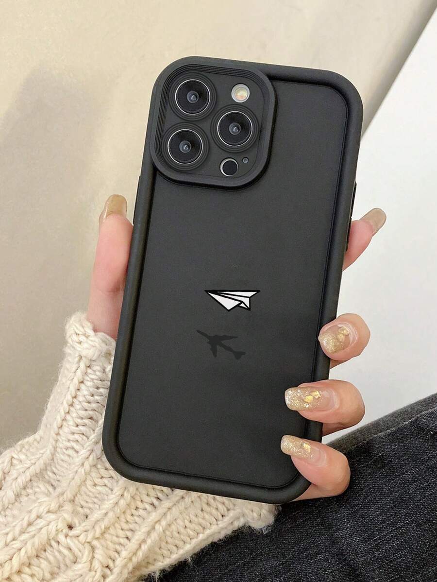1pc Paper Plane Printed Protective Phone Case With Camera Hole Design ...
