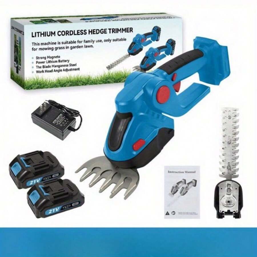 Hedge Trimmer Cordless, 2 In 1 21V Handheld Electric Shears And Bush ...