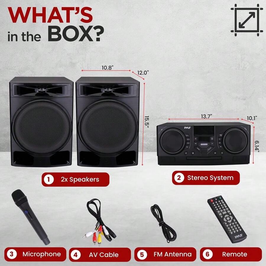 PYLE Pyle 160W Mini Hi-Fi Bluetooth Stereo System With USB, FM Radio ...