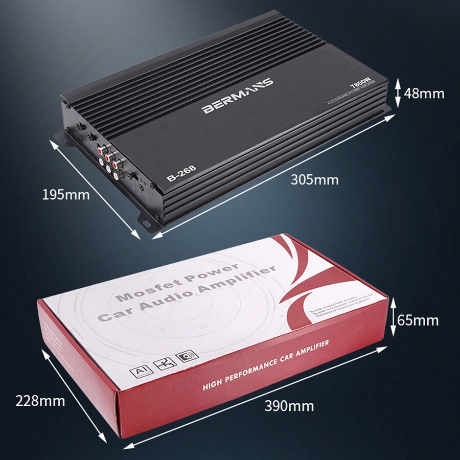 4 Channel Class AB 12V Car Amplifier, 7800W Max Power Stereo Amplifier ...