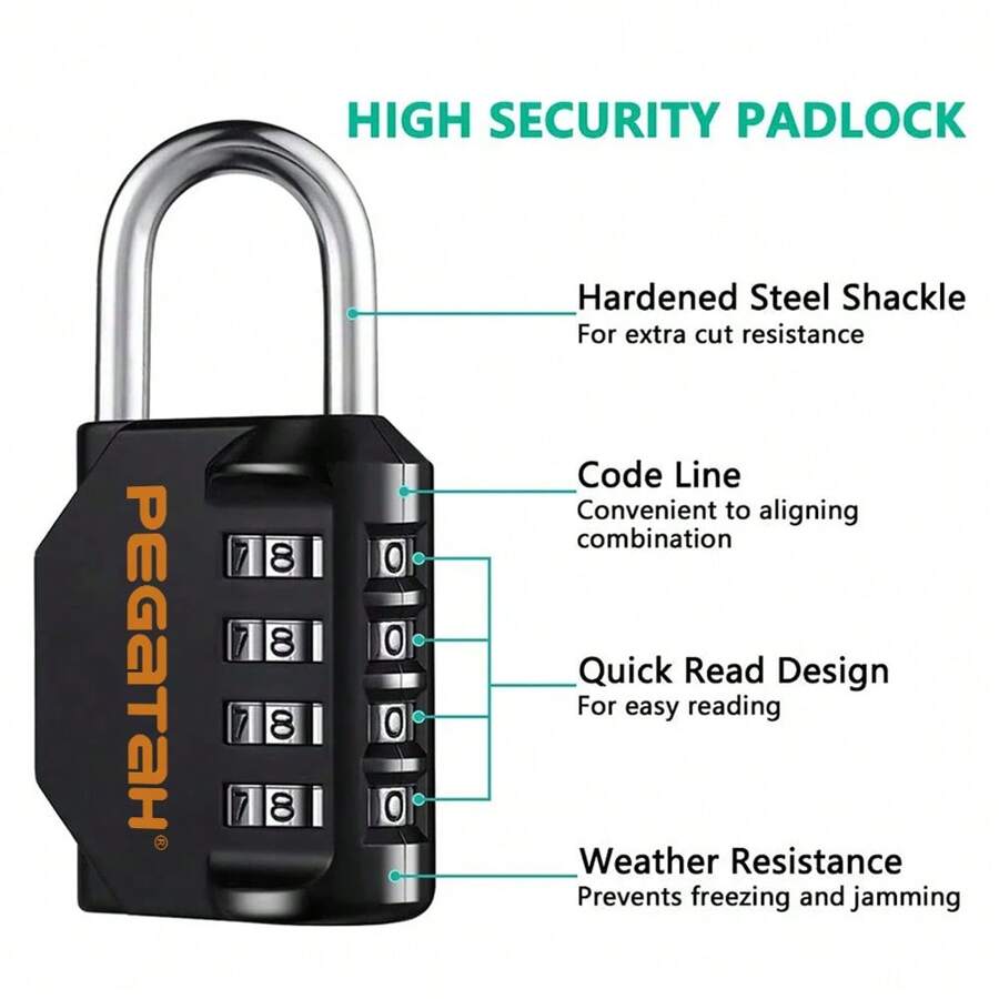 Mini ORIA Combination Padlock Password Locks 4 Digit Waterproof Outdoor ...