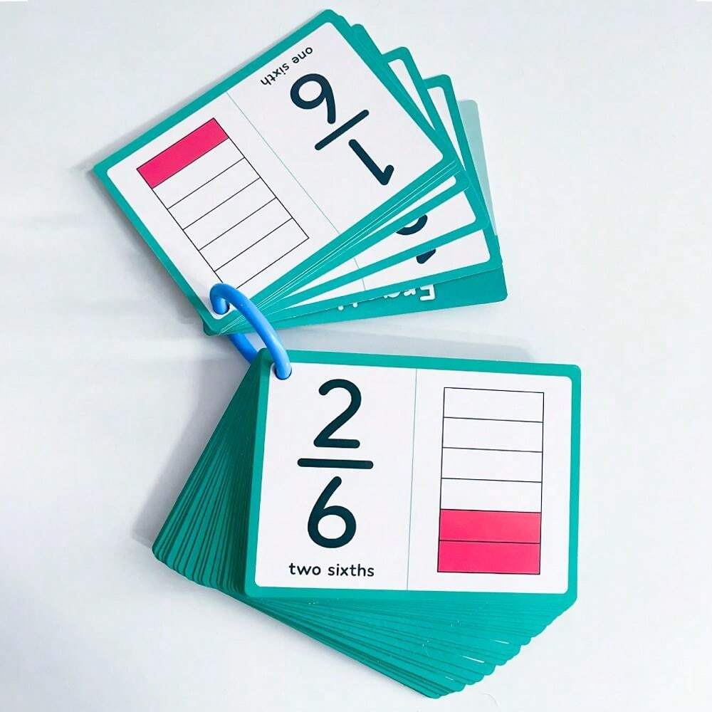 Fraction Number Flash Cards For Kids Ages 3+, Math Flash Cards With ...
