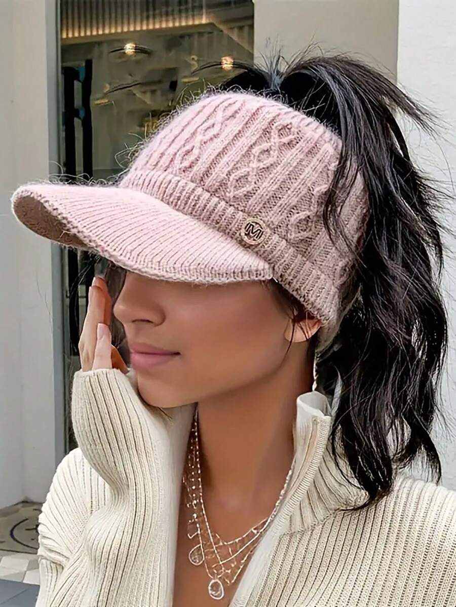 Women Winter Sun Hat Ear Protect Empty Top Baseball Hat Female Sport ...