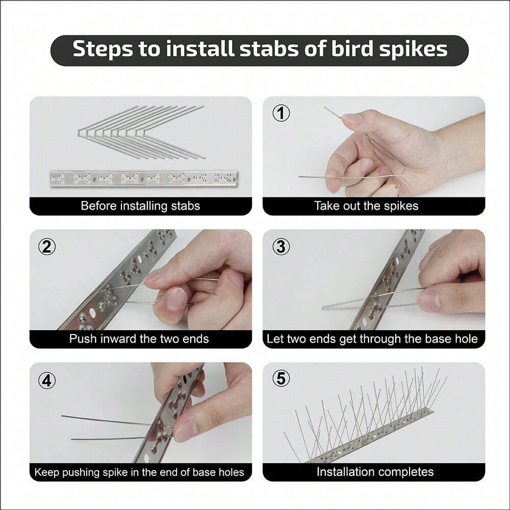 5pcs 25cm Stainless Steel Bird Deterrents, For Pigeon Protection, Roof ...