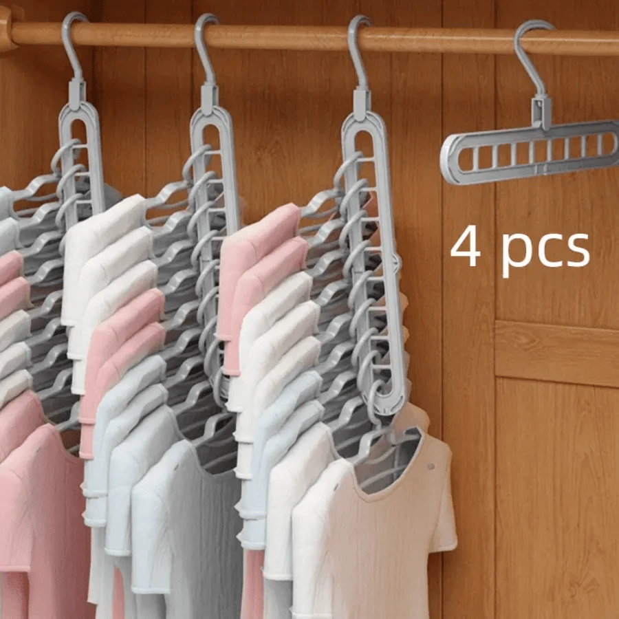 4 Plastic 9-Hole Foldable Hangers, Heavy-Duty Space-Saving Hangers For ...