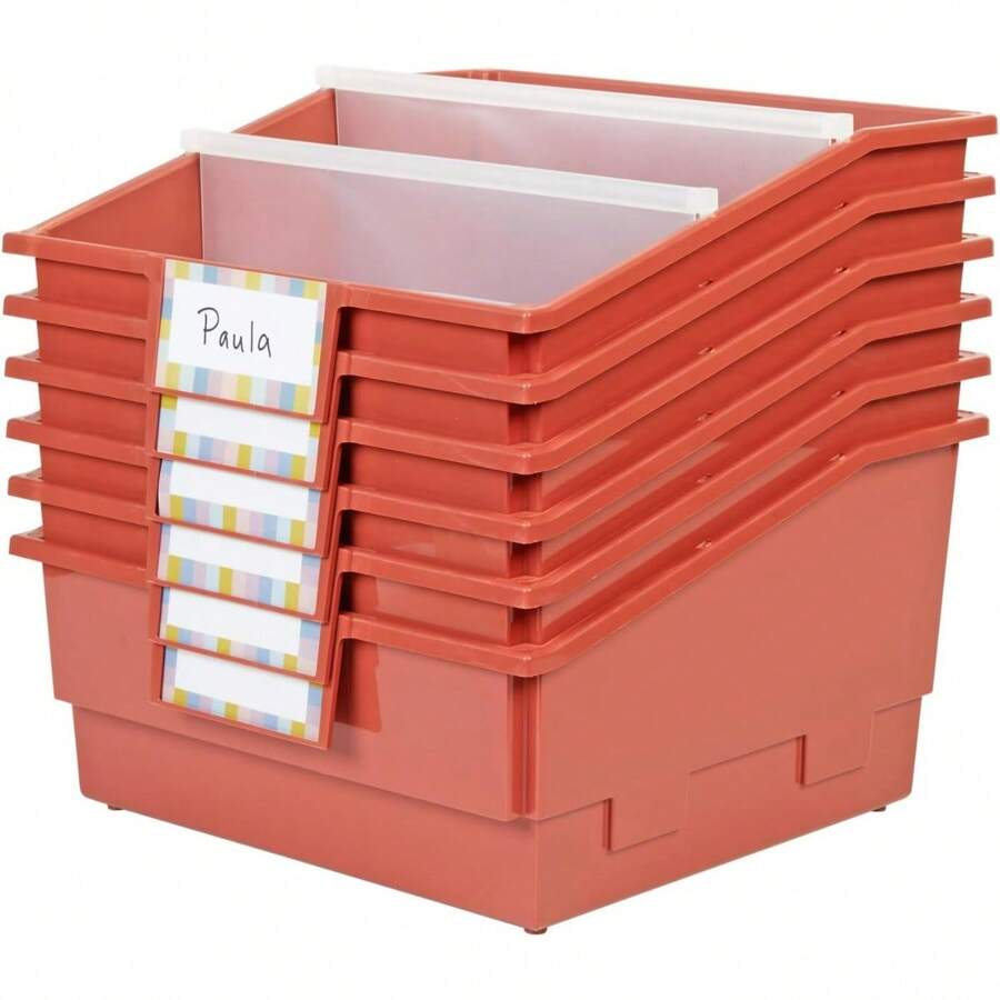 Picture Book Classroom Library Bins With Dividers - 6 Pack - Clay for ...