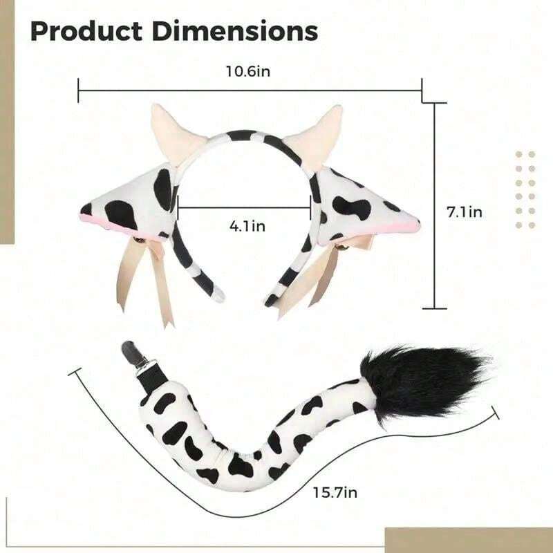 Set de 2 piezas de diadema con orejas de toro en negro y blanco ...