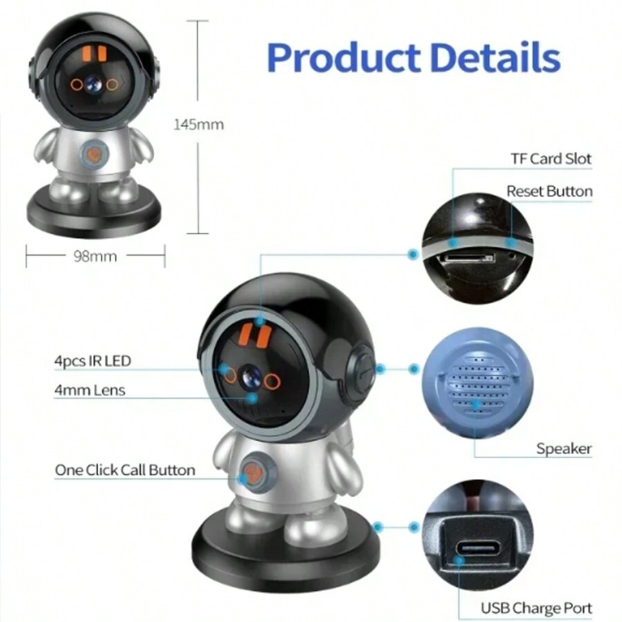 Teruhal 1個 3MP高解像度WiFiIPカメラ、自動ヒト追跡、夜間撮影、モバイルリモートアクセス、ホームCCTVモニタリングに適 ...