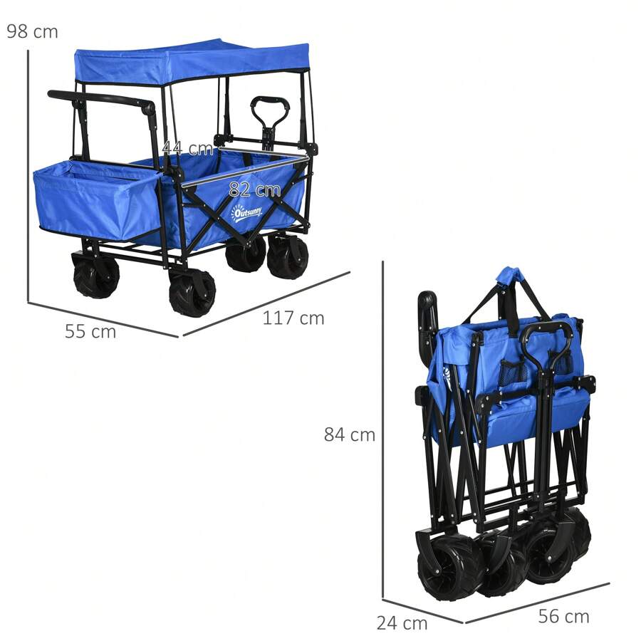 Outsunny Outsunny Folding Trolley Cart Storage Wagon Beach Trailer 4 ...