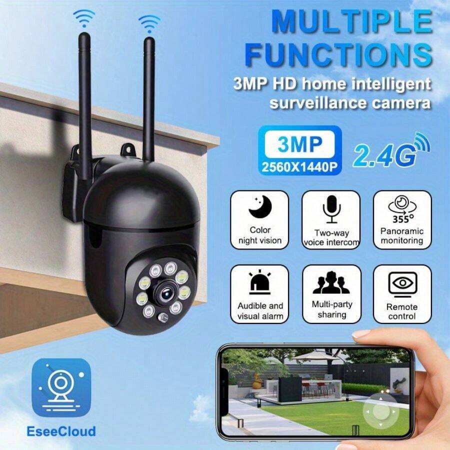 Teruhal 1pc 1440p Smart Wireless Wifi Security Camera Spherical Security Camera With Real Time