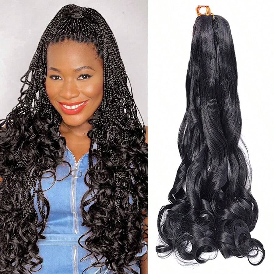 French Curly Braiding Hair Wigs 22 Inch Stretched Bouncy Braiding Hair ...