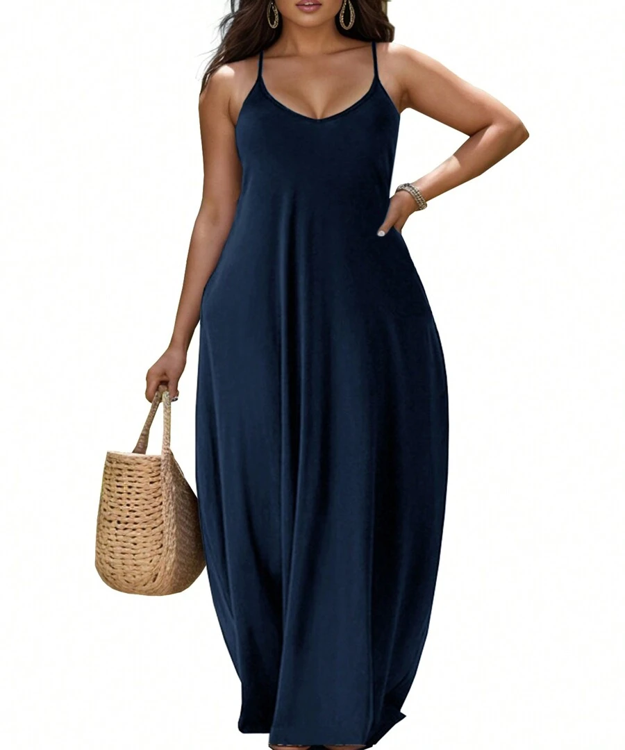 Women's Summer Plus Size Hawaiian Dresses Tie Dye Spaghetti Strap Maxi ...