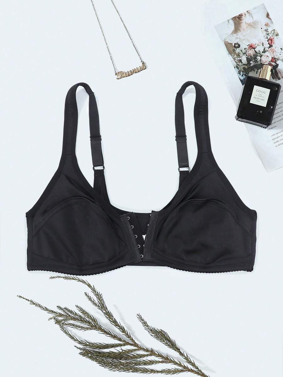 Plus Size Women Front Hook Closure Wireless Bra, Ultra-Thin ...
