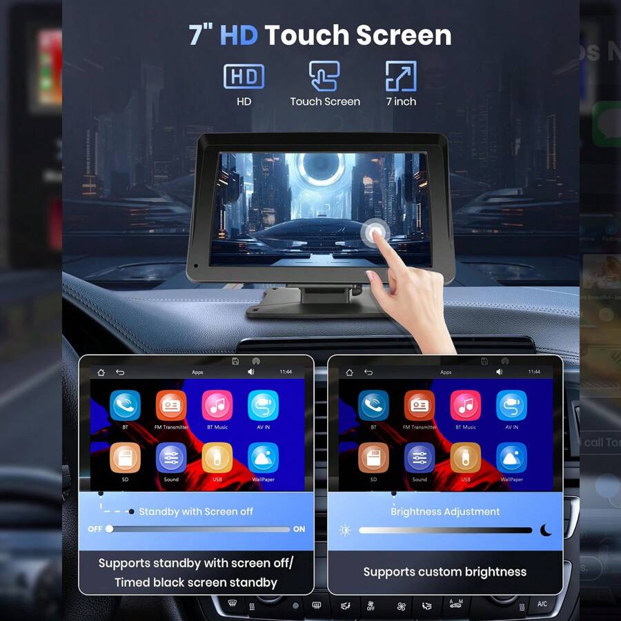 ASAWIN Radio samochodowe bezprzewodowe Carplay Android Auto 7-calowy ...