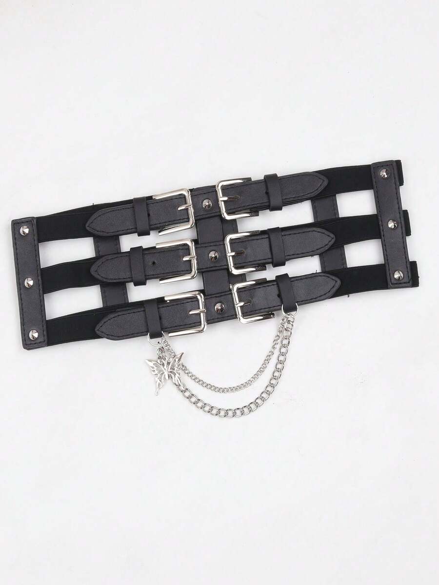1pc Women Corset European And American Chain Punk Style Belt ...