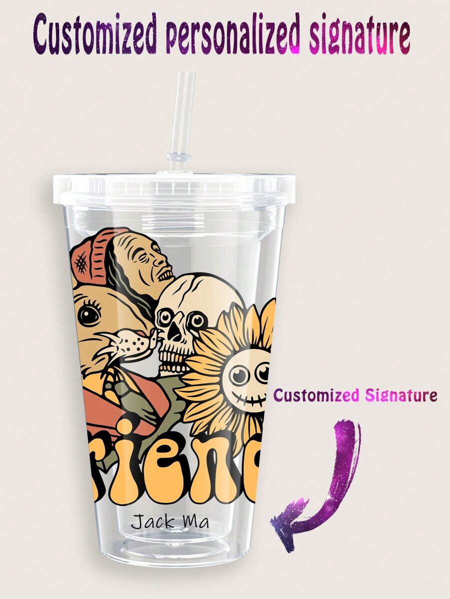 1pc Customizable Soda Cup With Straw, Support Personal Customization Of ...