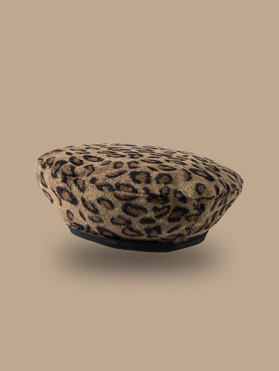 Boho Leopard Print Pattern Contrast Binding Beret | SHEIN USA