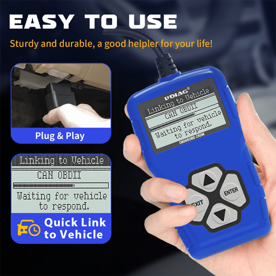 udiag UDIAG CR206 OBD2 Scanner With Battery Test,Car Scan Check Engine ...