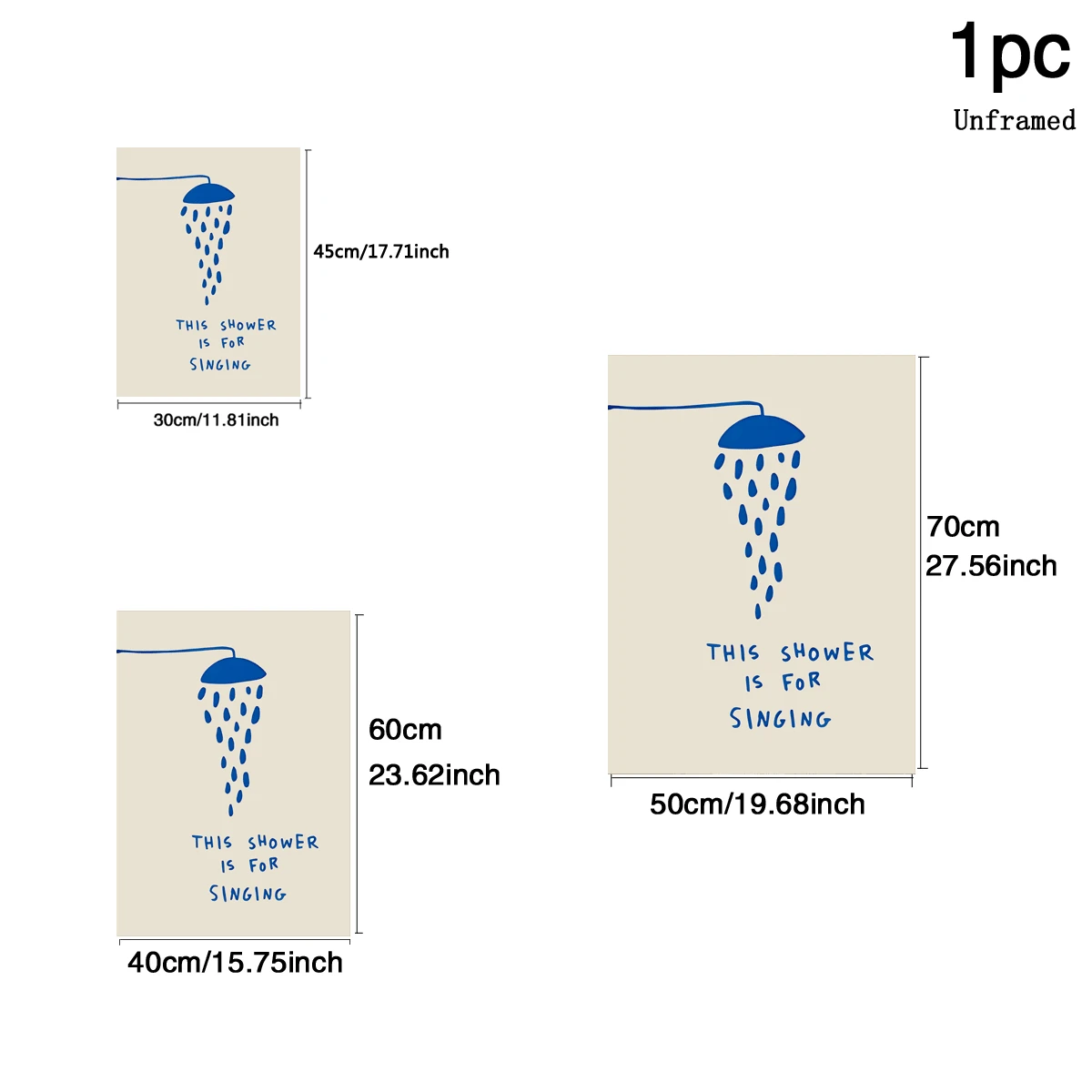 1PC 'This Shower Is For Singing' - Chic Blue Bathroom Quote Canvas Art ...