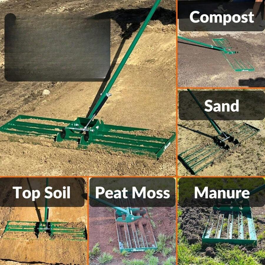 Patent Pending 36 Inch Wide Pneumatic Lawn Leveler Leveling Rake ...