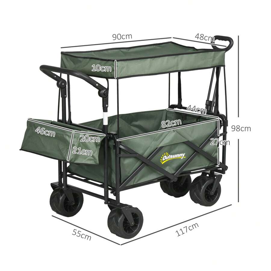 Outsunny Outsunny Folding Trolley Cart Storage Wagon Beach Trailer 4 ...