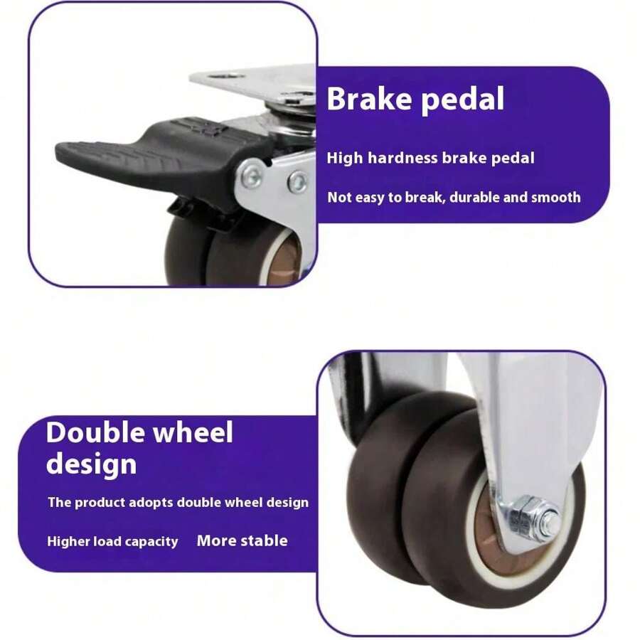 4pcs 2-Inch Dual Wheel Type TPR Furniture Universal With Brake Casters ...