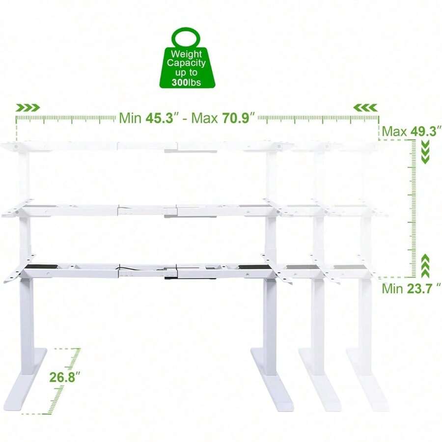 Electric 3 Tier Legs Dual Motor Standing Desk Frame Heavy Duty 300lb ...