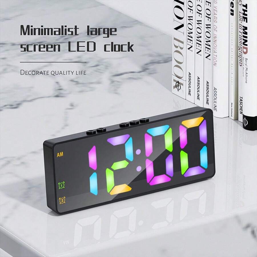 RGB Color Changing Alarm Clock, LED Large Display Bedside Clock ...