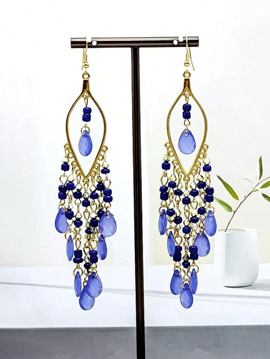Rhinestone Grape Tassel Drop Earrings | SHEIN USA